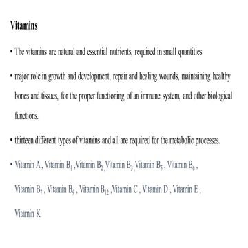 Biology Vitamins Types Functions Properties Ppt