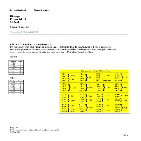 Biology 10 nal paper 1&2 chemestry of life cell division mar 12 | DOCX ...