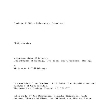 Biology 1108L – Laboratory Exercises P | DOCX