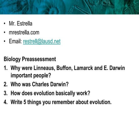 Biology ch10 evolution | PPT