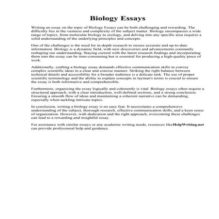 Biology Essays | PDF