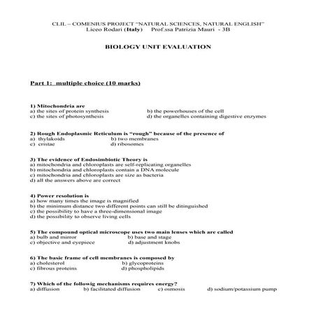 Biology evaluation | DOC