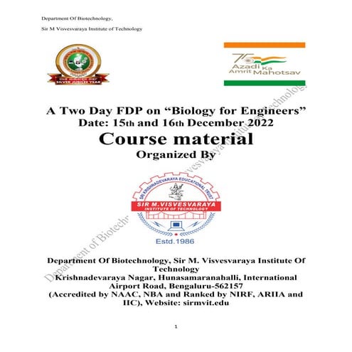 Biology for engineering study material.p | PDF