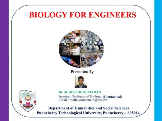 Introduction to Biology for Engineers.pptx | Undergraduate Education ...