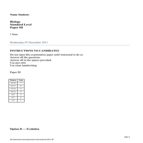 Biology paper 3 option evolution 11 dp dic 11 | DOCX