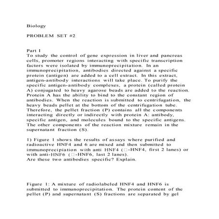 Biology problem set #2 part i to study the control of ge | DOCX