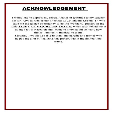 Biology project on mendelian traits | DOCX