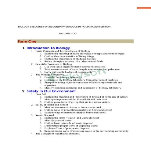 Biology syllabus | PDF