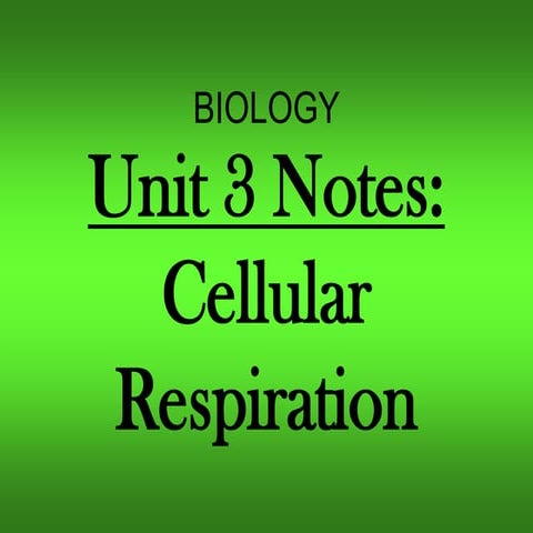 Biology unit 3 cell energy cellular respiration notes | PPT