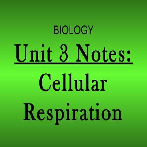 Biology Unit 3 Notes: Cellular Respiration | PPT