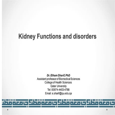 Unit 8: Kidney Functions and disorders | PDF