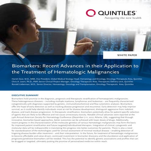 Biomarkers recent-advances-in-their-application-to-the-treatment-of-hematologic-malignancies | PDF