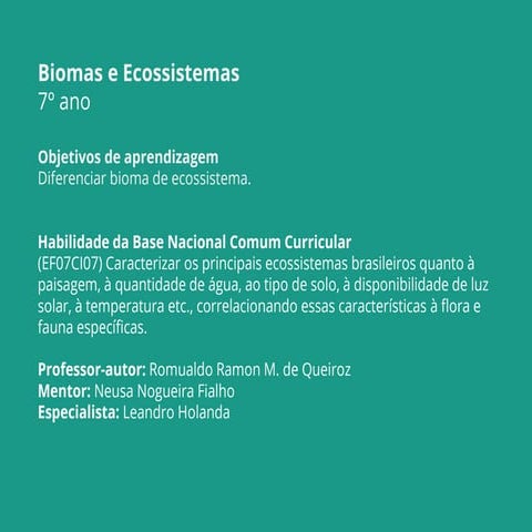 Aula sobre biomas e ecossistemas para 7º do fundamental | PPTX