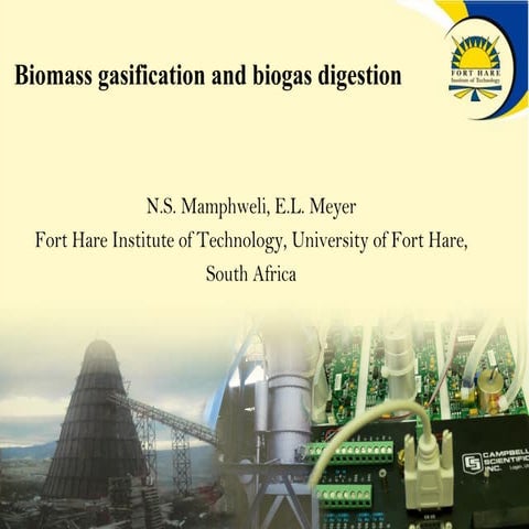 Biomass and biogas-I – Dr Sampson Mamphweli – Fort Hare Institute of ...