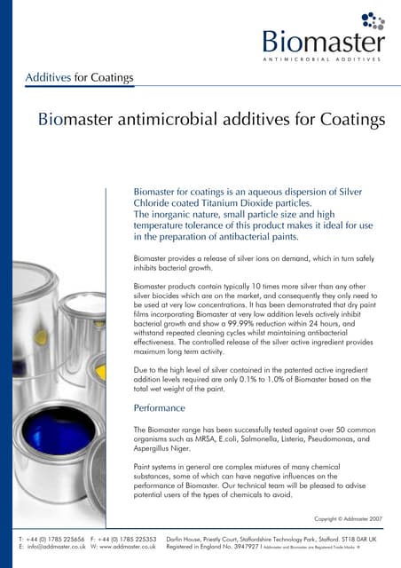 Biomaster ® Additives For Paper | PDF
