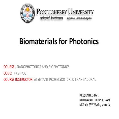 Biomaterials for photonics | PPTX
