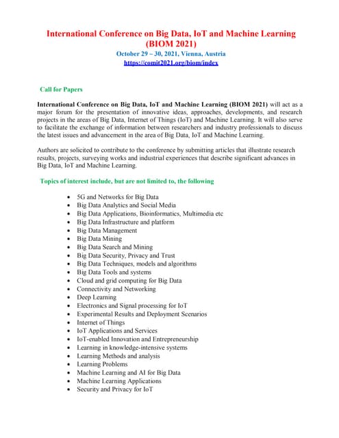 4th International Conference on Big Data, IoT and Machine Learning ...