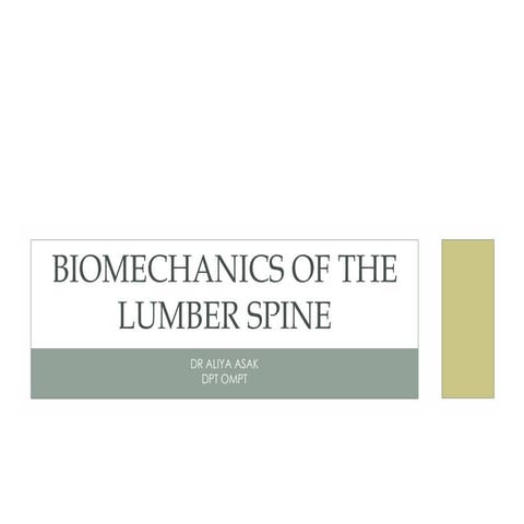biomechanics of lumber spin a topic of Biomechanics/ Ergonomics II.ppt