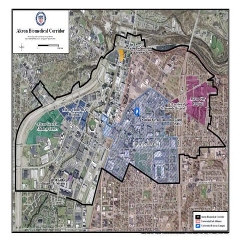 Map of the Akron BioMedical Corridor | PPTX