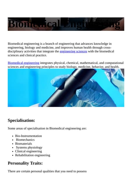 Biomedical Engineering Essay | PDF