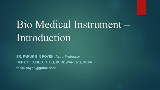 Introduction To Biomedical Instrumentation Ppt