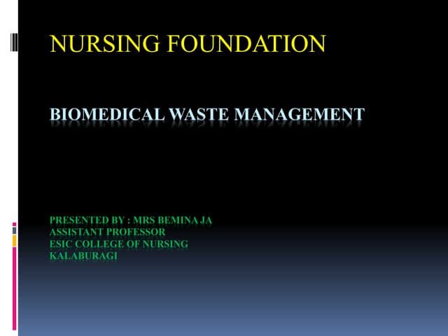 Bio Medical Waste Management | PPTX