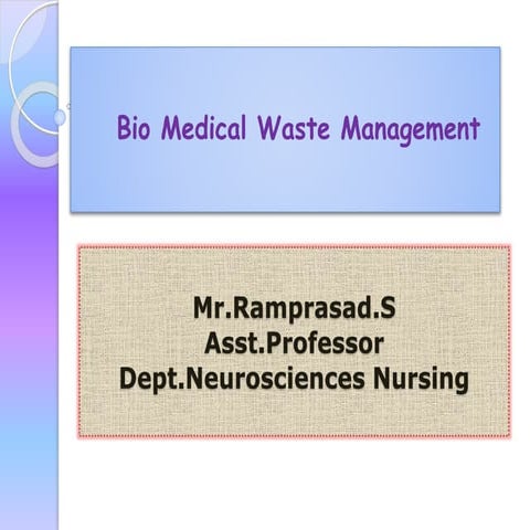 Disposal of sharp wastes(BIO MEDICAL WASTE MANAGEMENT) | PPTX