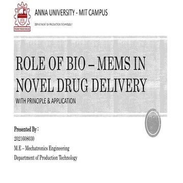 Role of Bio Mems in Novel Drug Delivery | PPTX | Chemistry | Science