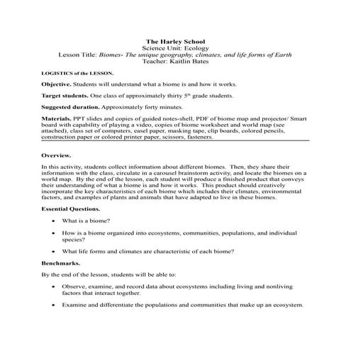 Biomes lessonplan | DOC