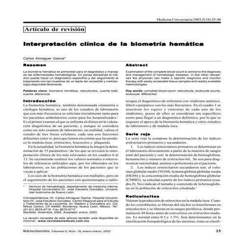 Valores normales bh | PDF