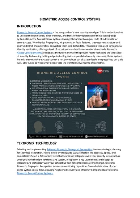 Revolutionizing Security Biometric Access Control | PDF Revolutionizing Security Biometric Access Control | PDF