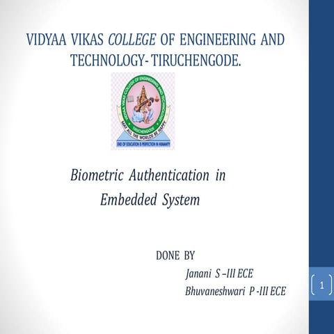 biometric authentication in embedded system | PPT