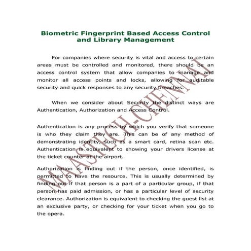 EMBEDDED PROJECTS ABSTRACT:Biometric fingerprint based access control ...
