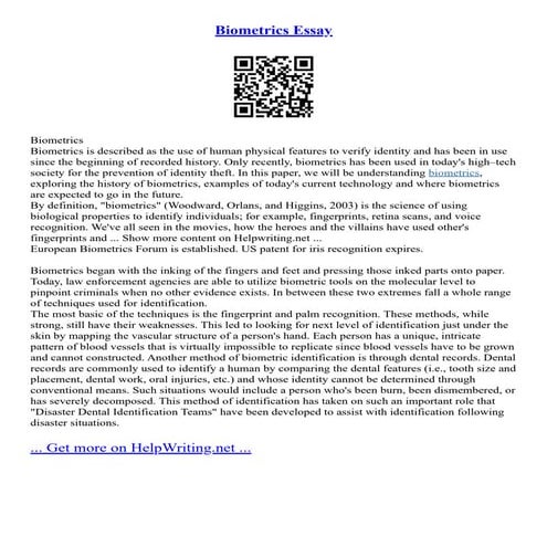 Biometrics Essay | PDF