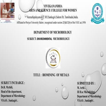 BIOMINING OF METALS in ENVIRONMENTAL MICROBIOLOGY | PPTX