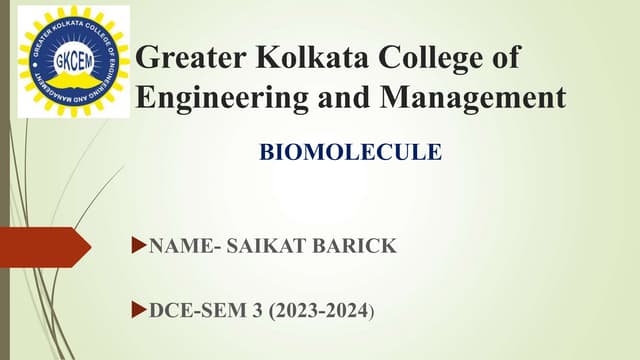 BIOMOLECULES lesson for grade 10 students | PPTX