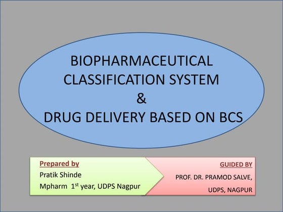 Bio pharmaceutical classification System [BCS] | PPT