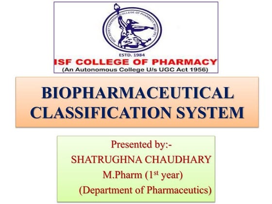 Bio pharmaceutical classification System [BCS] | PPTX