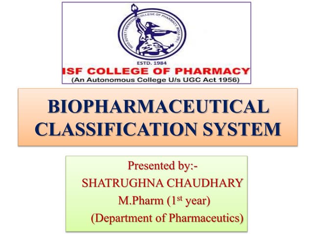 Bio pharmaceutical classification System [BCS] | PPTX