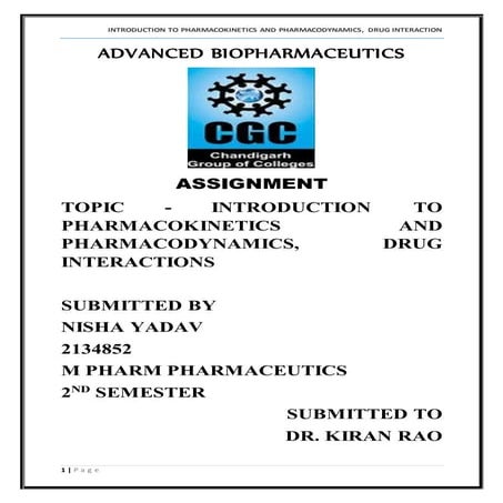 biopharm assignment WITH FRONT PAGE.docx | Chemistry | Science