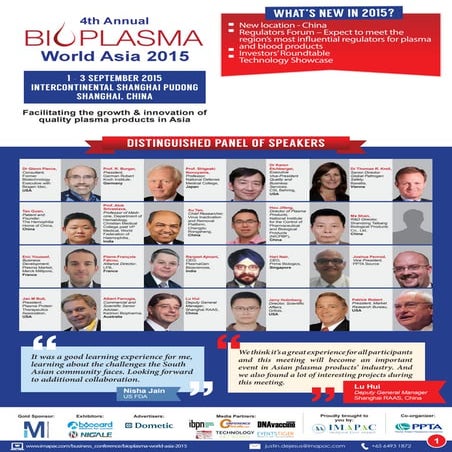 BioPlasma World Asia 2015 | PDF