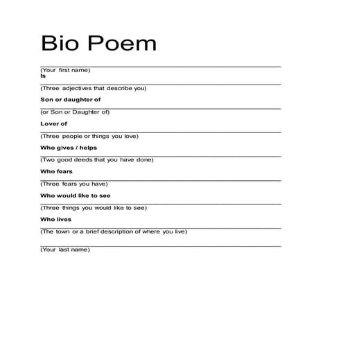Bio poem lesson plan | DOCX