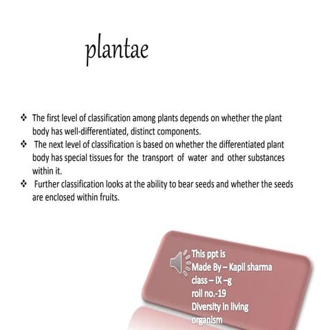 Diversity in plants | PPTX