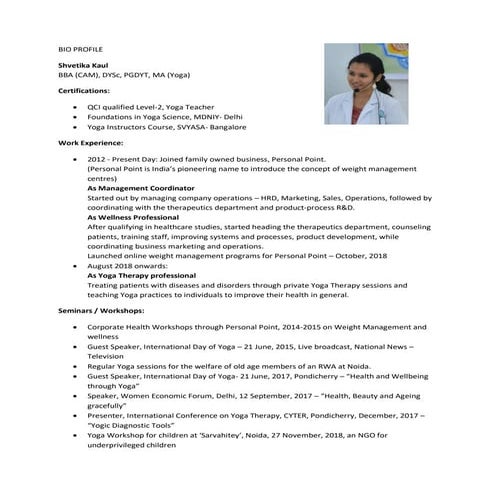 Bio profile shvetika kaul | PDF