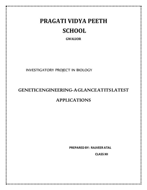 Biology investigatory project class 12 | PDF