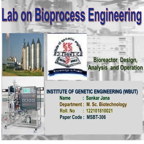 Bioreactor On Bioprocess Engineering Ppt