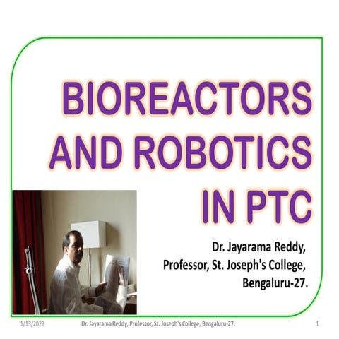 Bioreactors by Dr. Jayarama Reddy St. Joseph's College, Bengaluru-27 | PDF