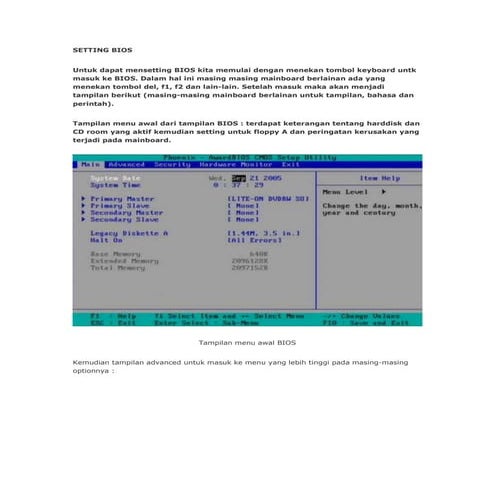 Setting Bios pad komputer | PDF