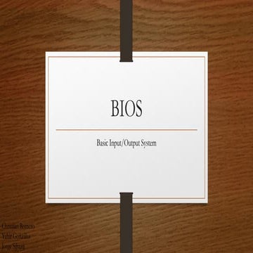 BIOS (Basic Input/Output System) | PDF