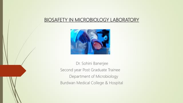 Lecture 1 introduction of biosafety & biosecurity | PPTX